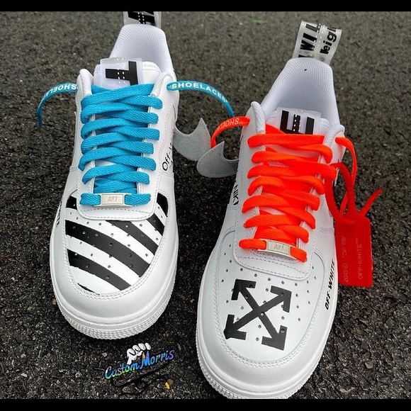 Shoes | Custom Blue And Orange Offwhite Airforce 1s | Poshmark